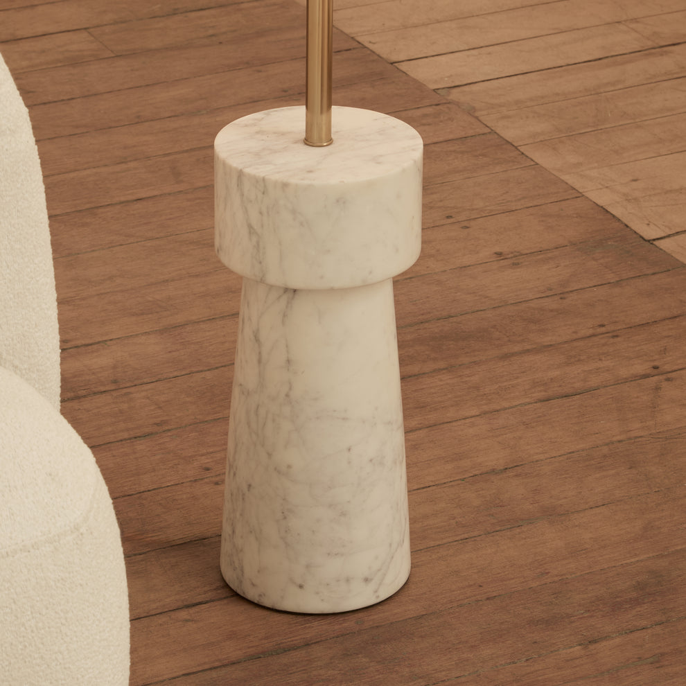 Tiree 97cm White Marble Floor Lamp Base with Tiree 30cm Tall Lamp Shad ...