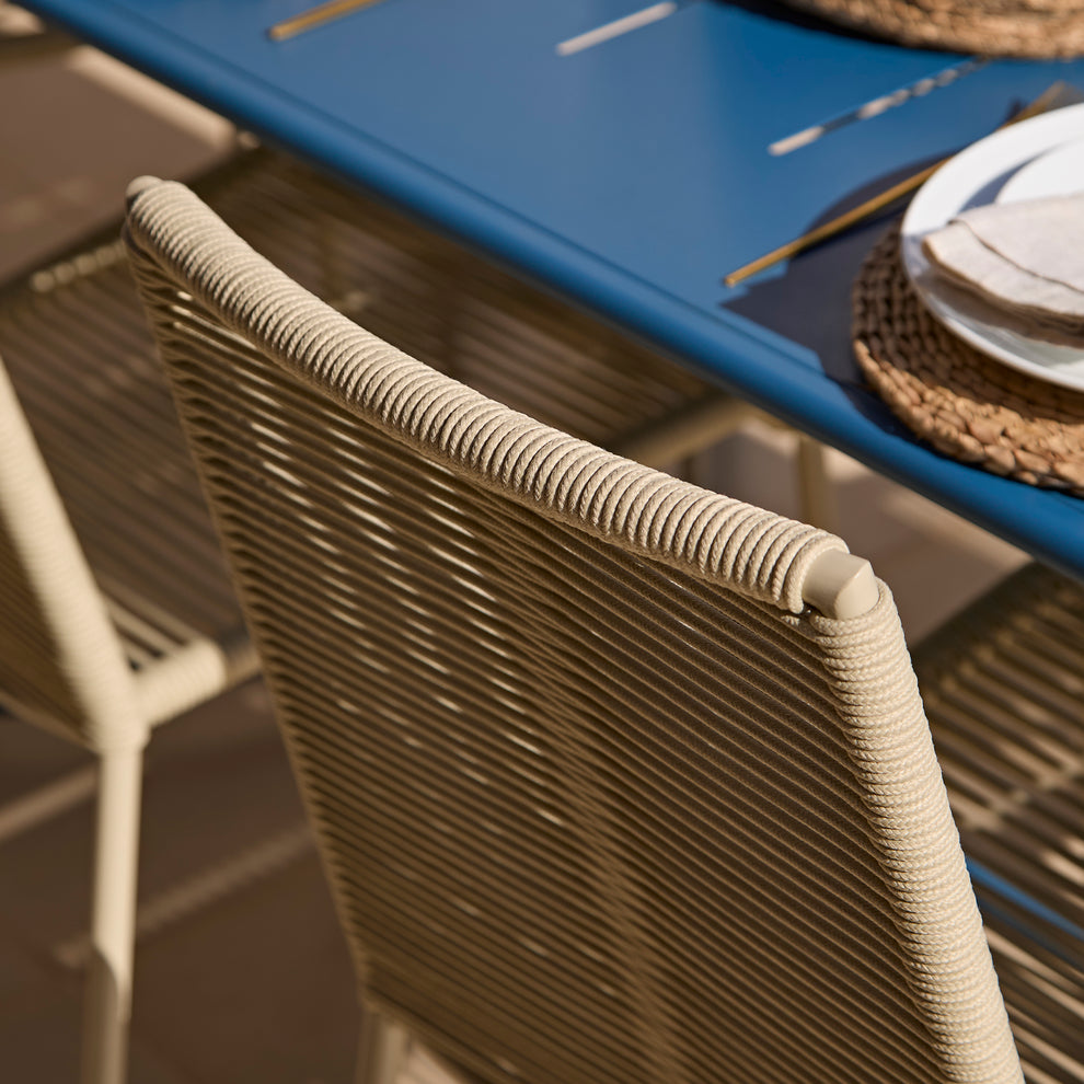 Wilder 6 Seater Blue Garden Dining Set with Ryder Clay Chairs – Laura James