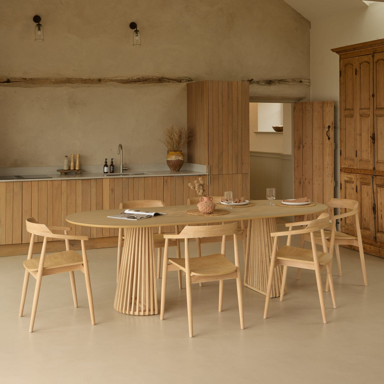 Willow Whitewash Oak Oval Dining Table Set - 6 Seater - Carter Dining ...