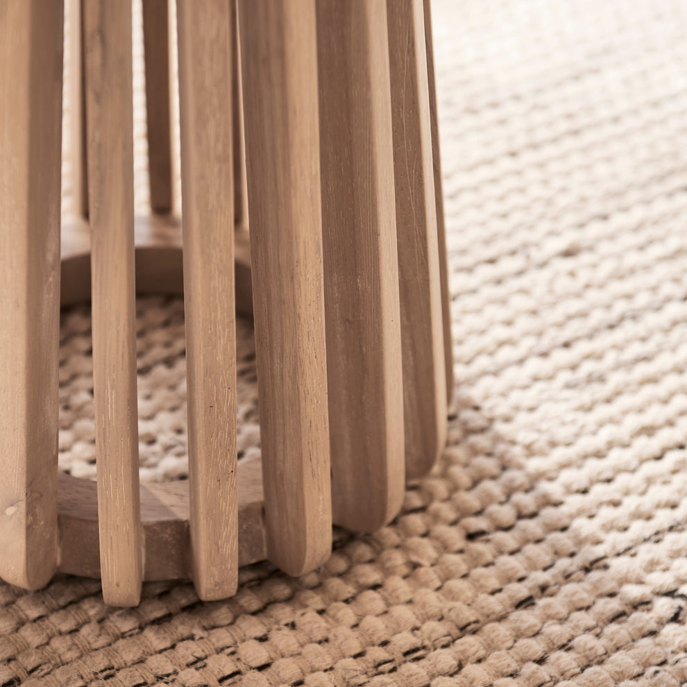 Willow Slatted Wood Side Table - Whitewash Oak - Laura James