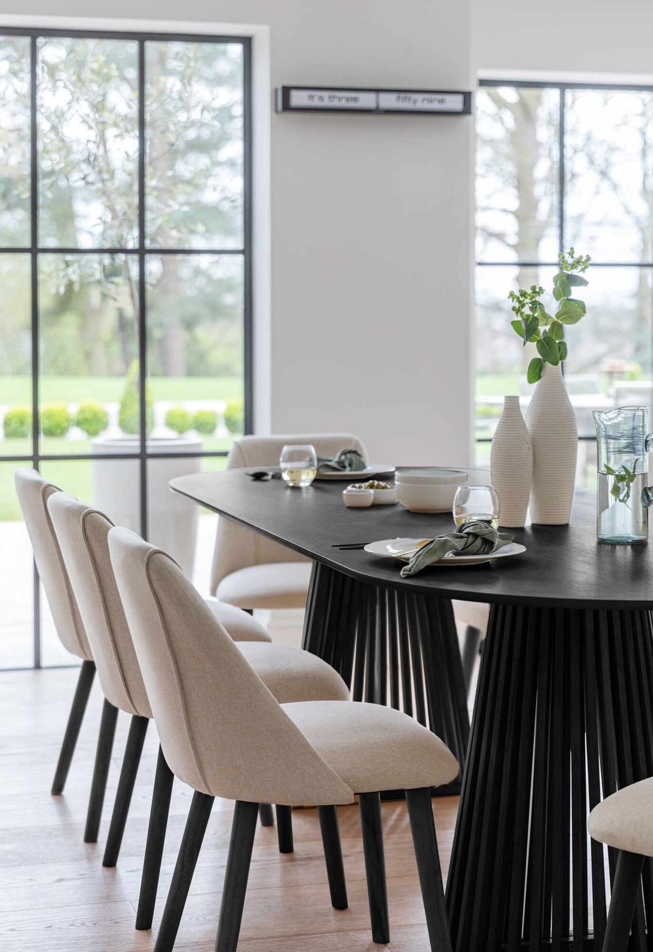 Willow Japandi Oval Dining Set & Oatmeal Dining Chairs - Laura James