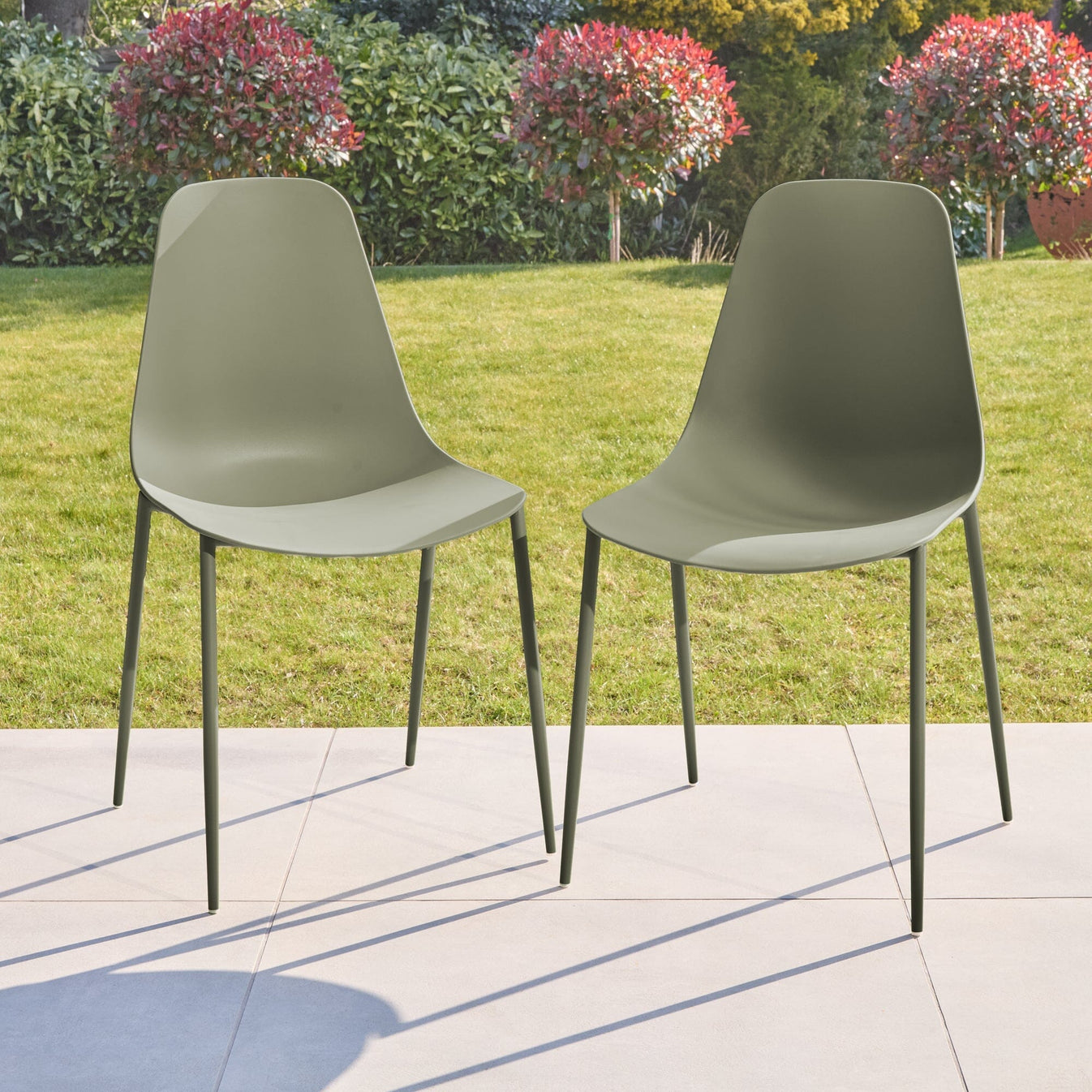 Wren Olive Green Garden Chairs - Set of 2 – Laura James