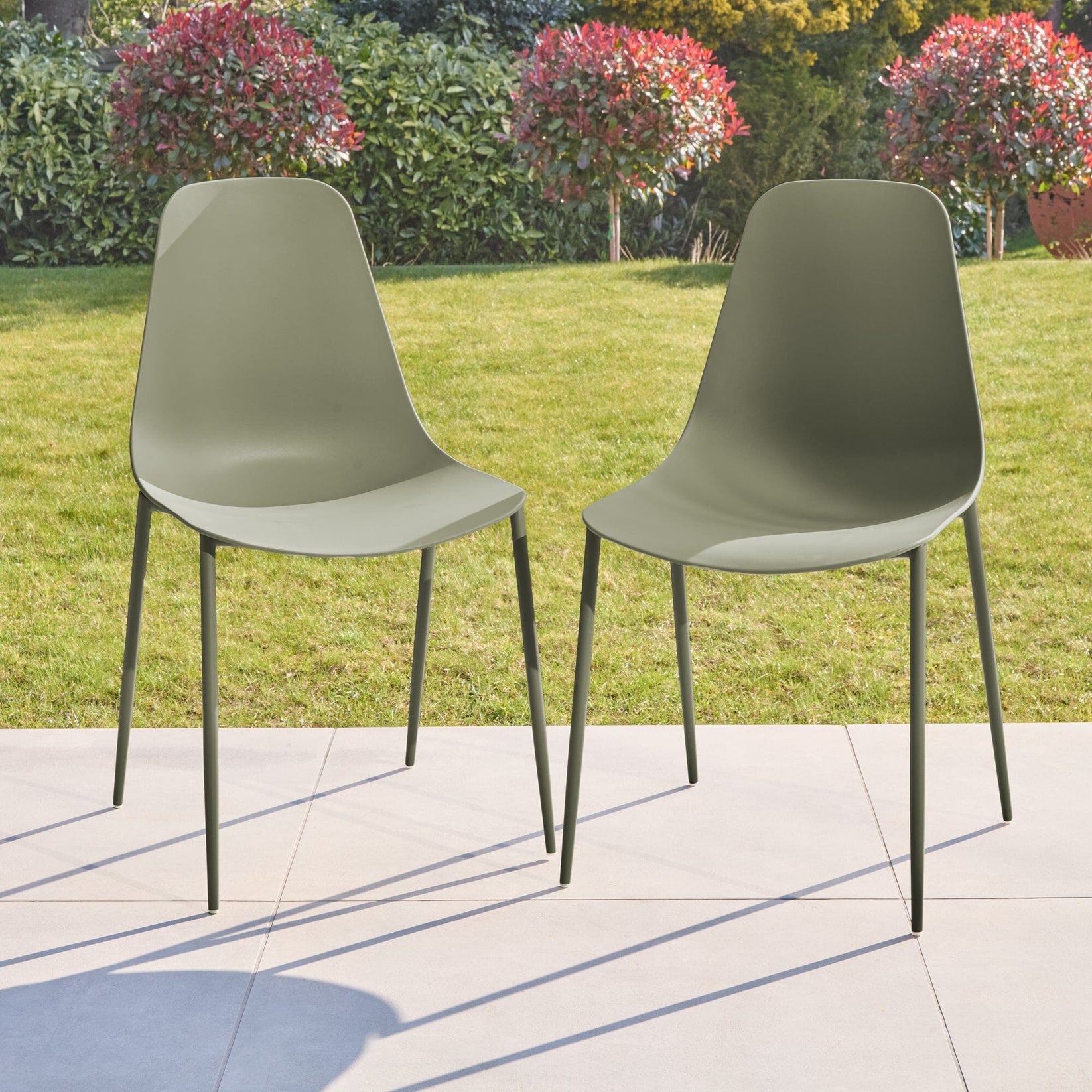 Wren Olive Green Garden Chairs - Set of 2 – Laura James