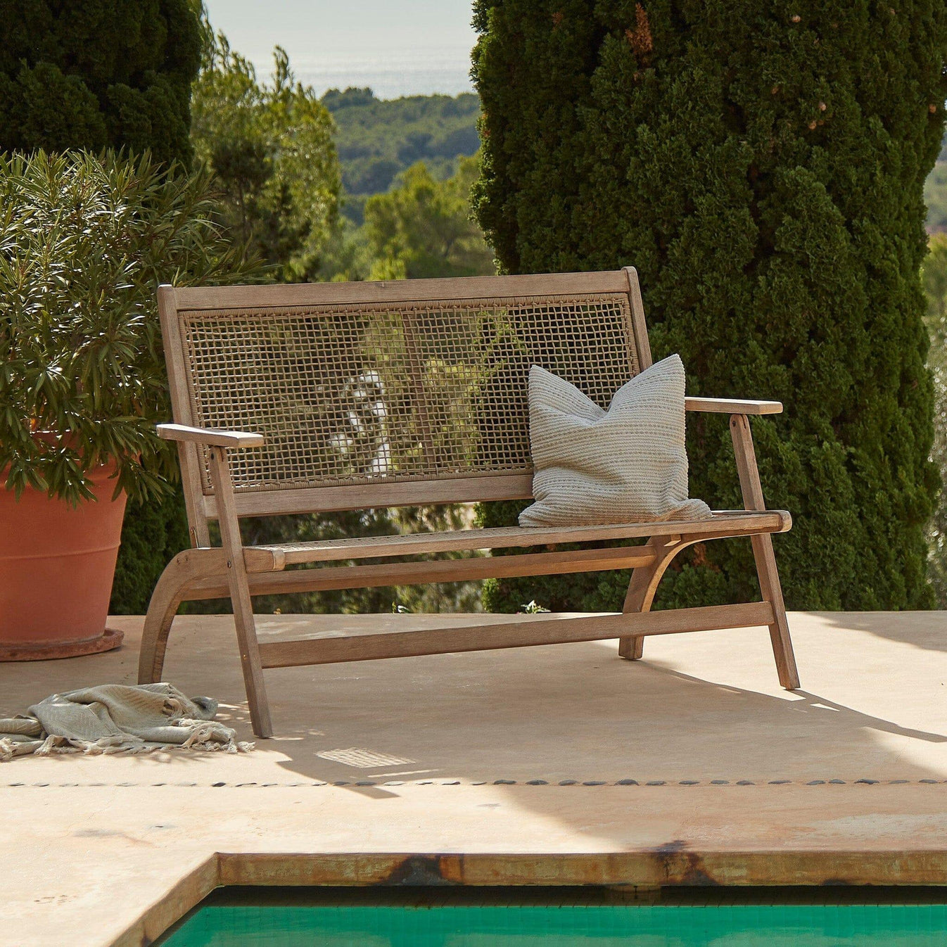 Akira Outdoor Wooden Rope Folding Bench - Laura James