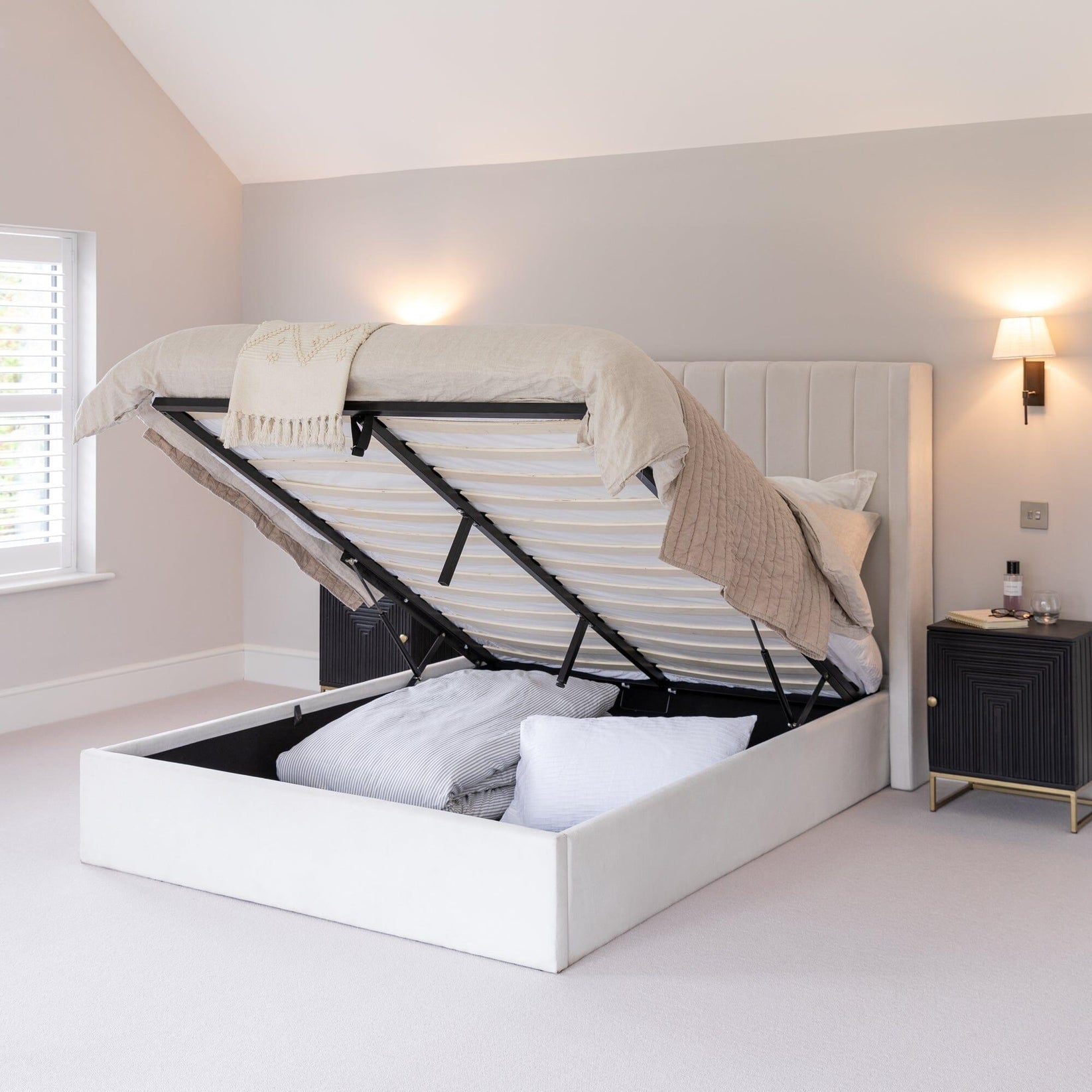 Alice Double Ottoman Bed - Ivory – Laura James
