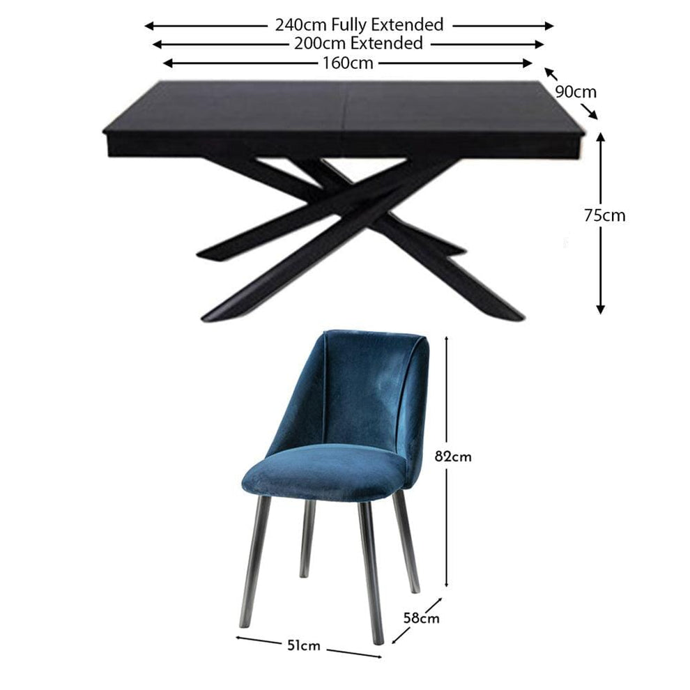 Amelia Black wooden Dining Table Set - 6 Seater - Freya Blue Dining ...
