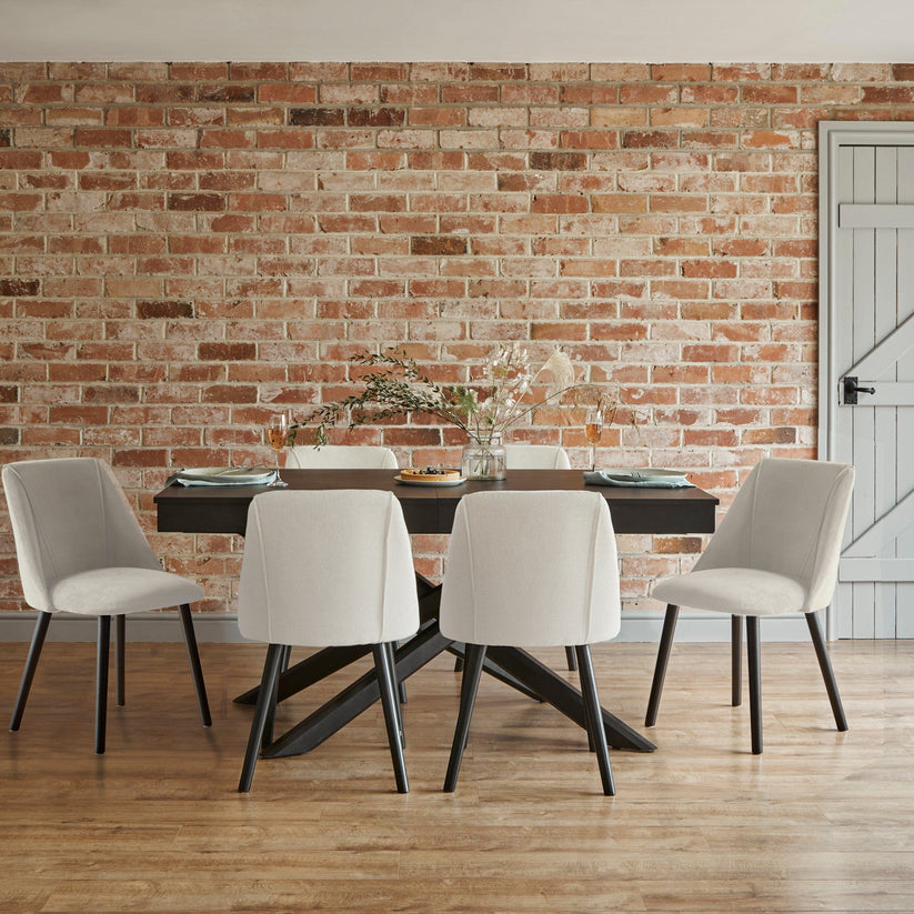 Amelia Black wooden Dining Table Set - 6 Seater - Freya Boucle Dining ...