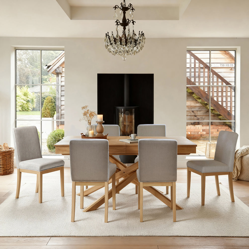 Amelia Whitewash Extending Dining Table Set - 6 Seater - Nolan Fawn Li ...