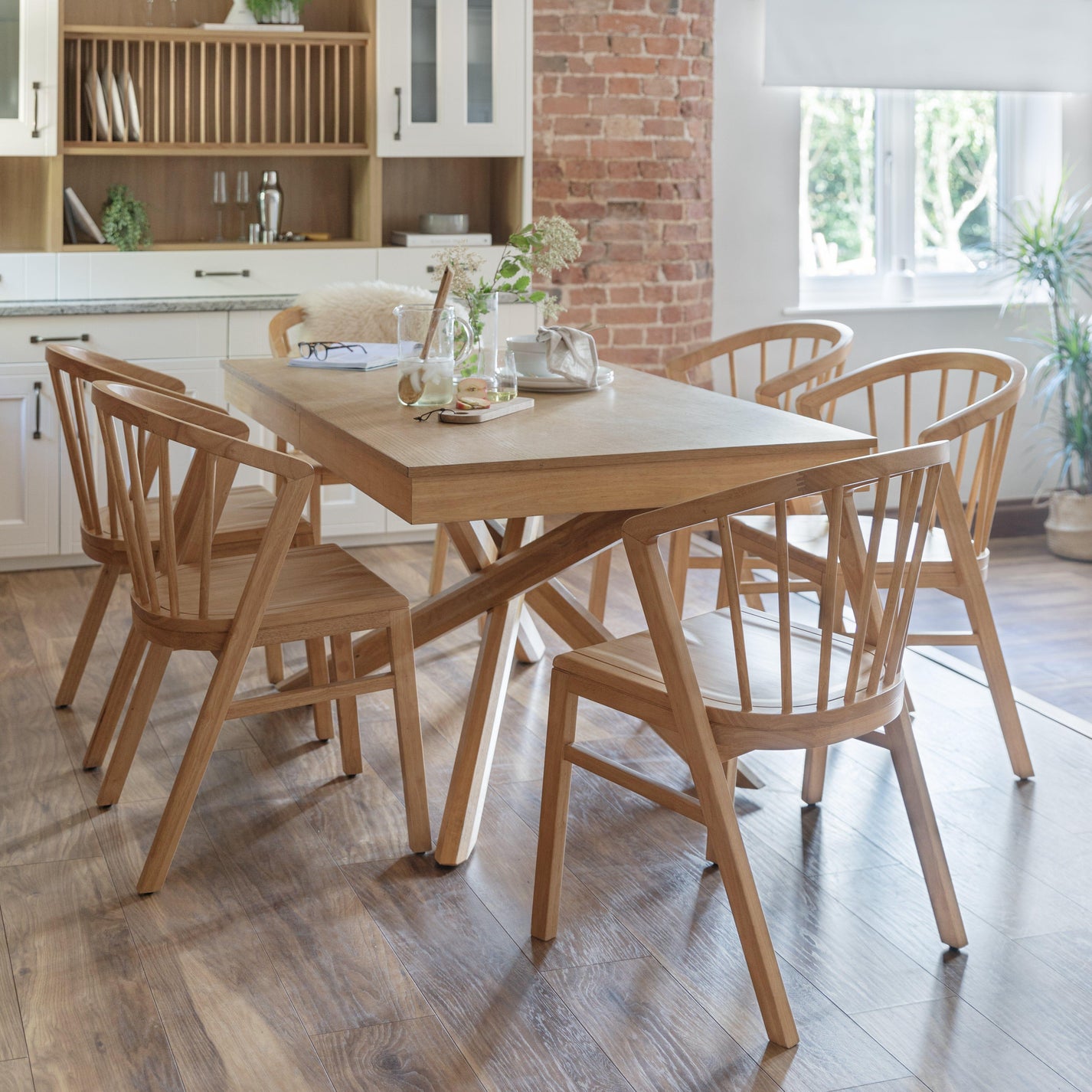 Amelia Oak Dining Set with Spindle Back Chairs - Laura James