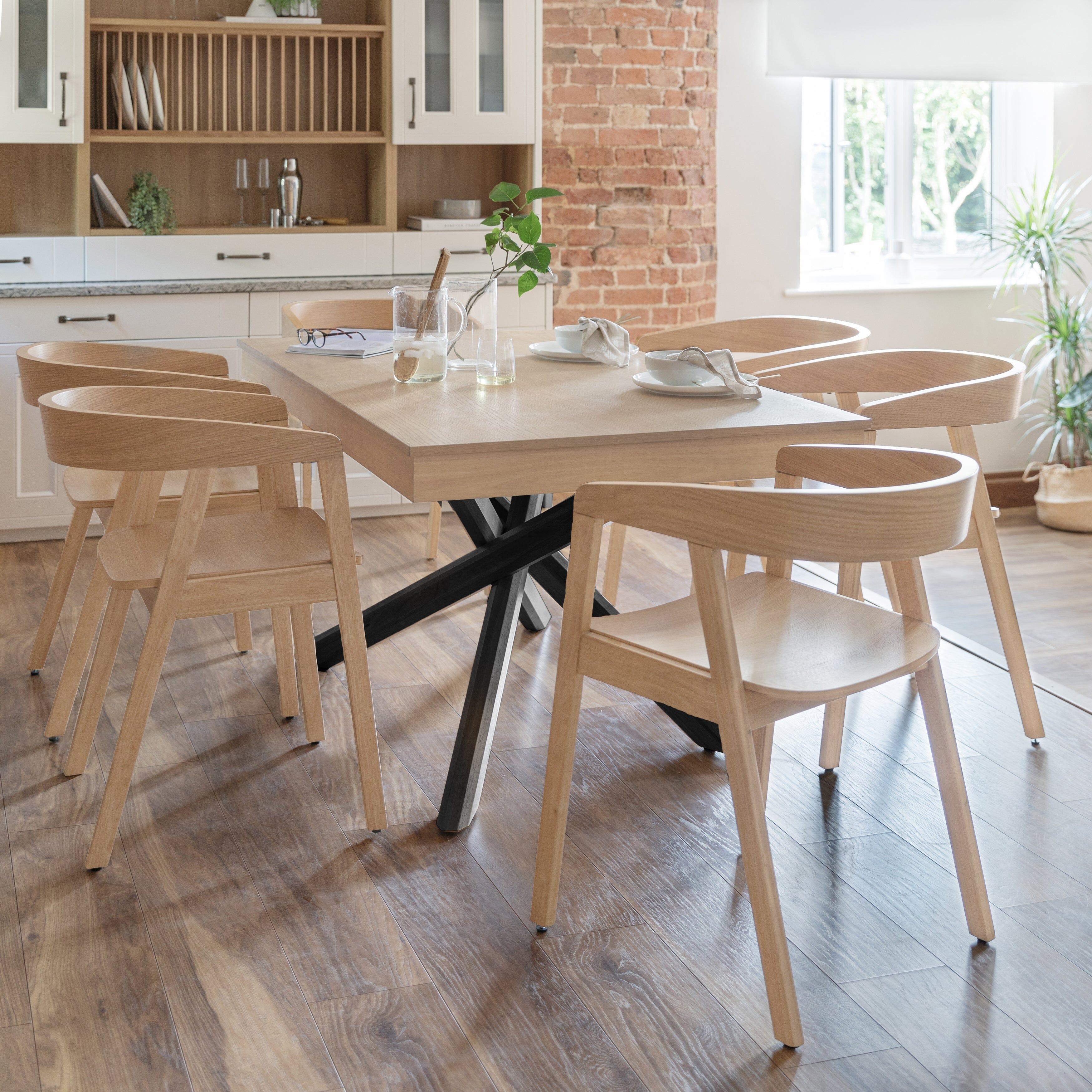 Amelia Black Whitewash Dining Table Set 6 Oak Ella Armchairs – Laura James