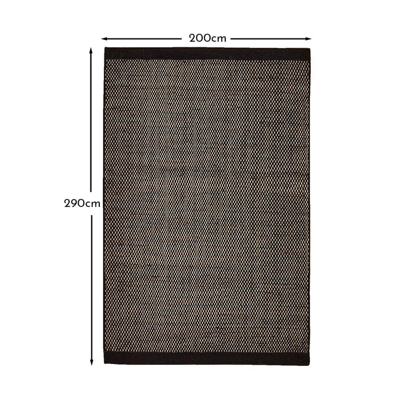 Cotham Black and Natural Striped Wool and Cotton Rug - 200x290cm ...