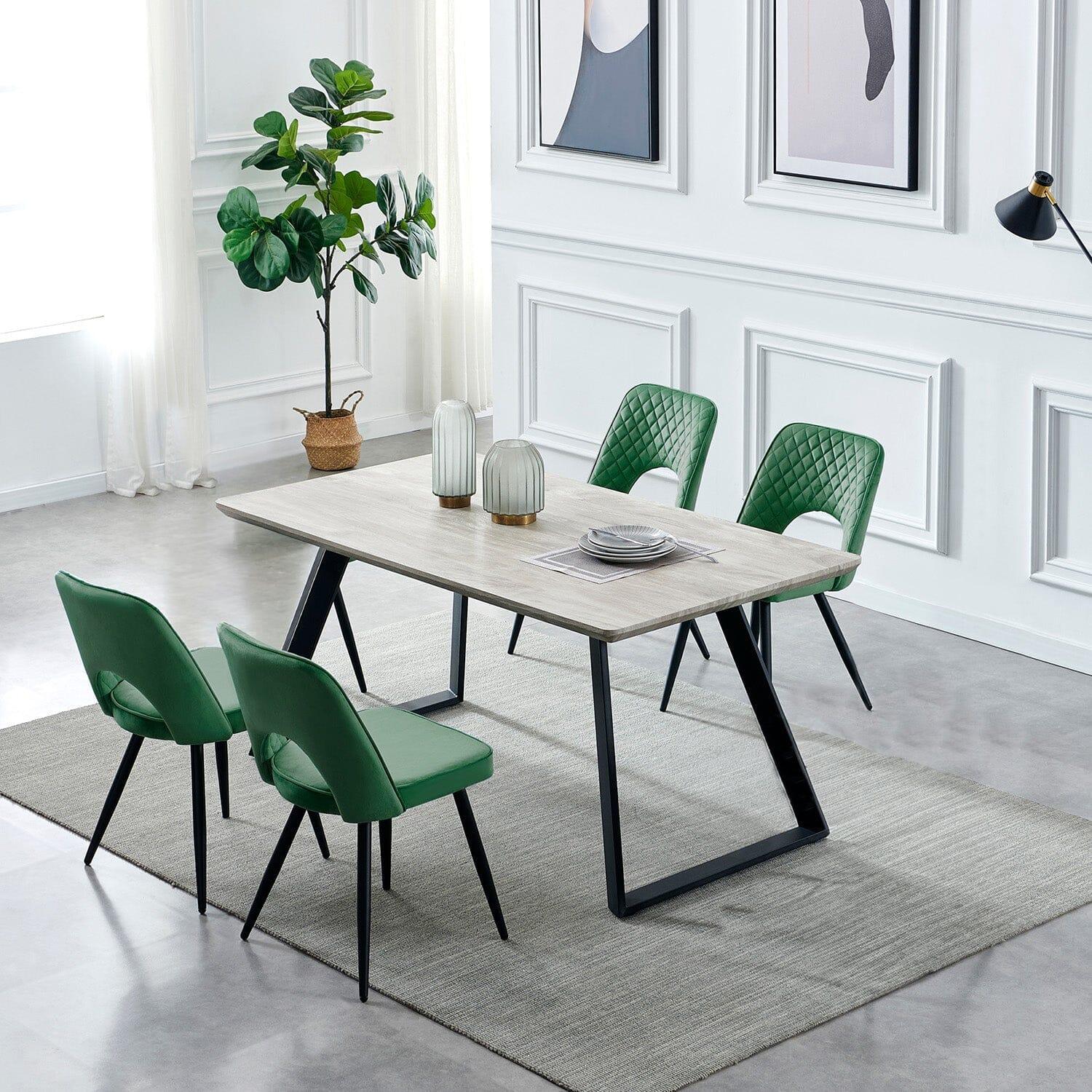 Atlas Vintage Wood Dining Table Set - 4 Seater - Hope Dark Green Dinin – Laura James