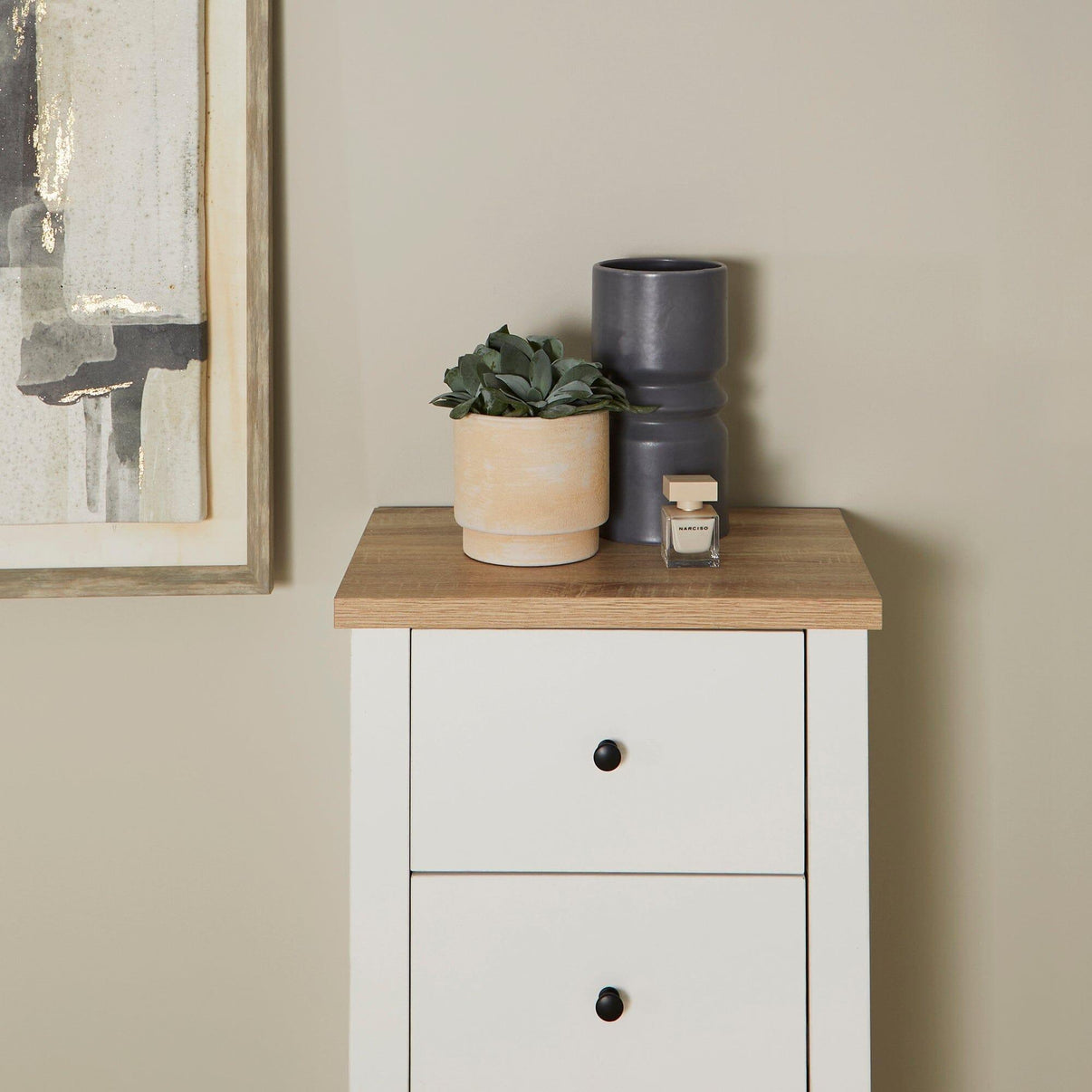 Bampton White Tallboy Chest of Drawers Grey - Laura James