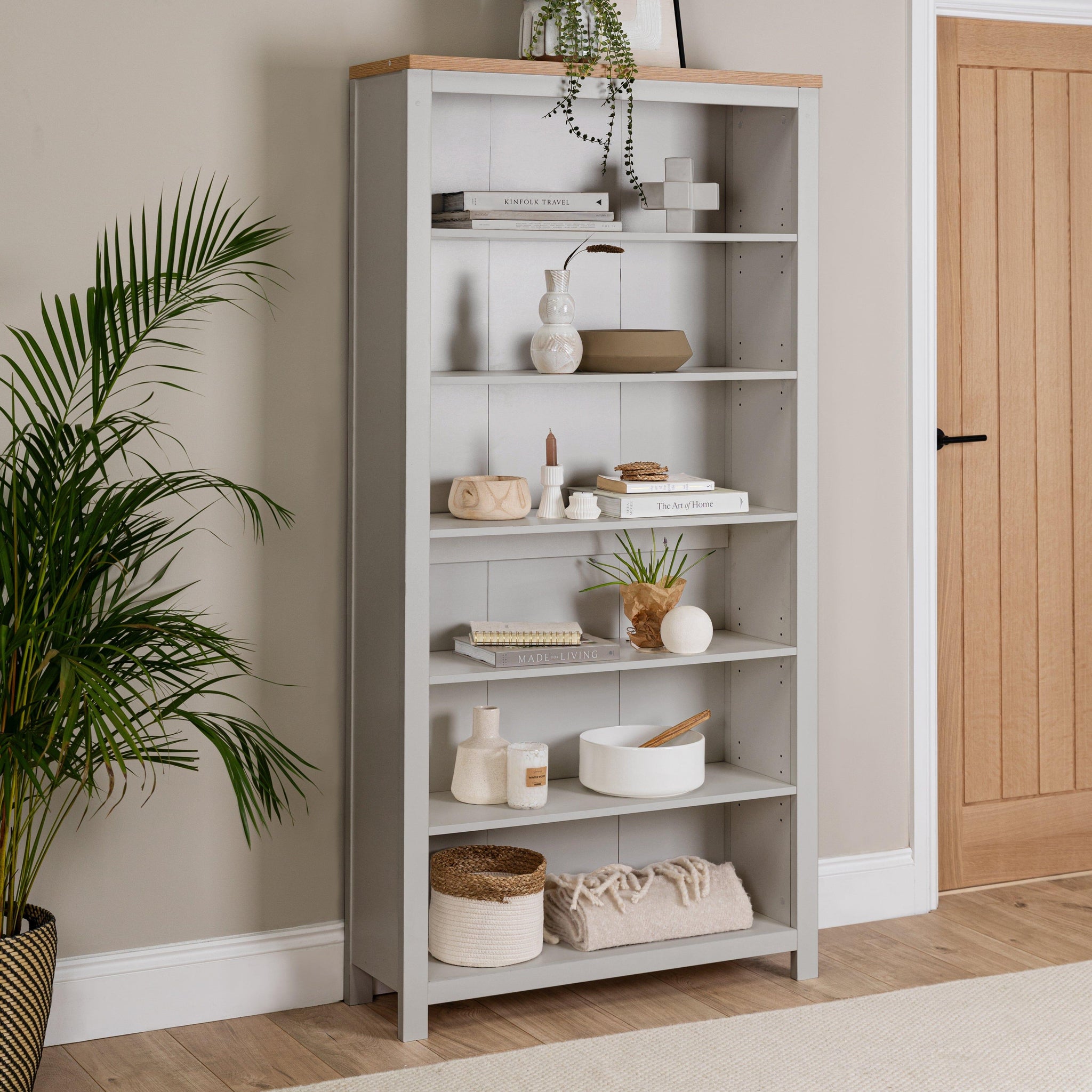 Bampton Grey Bookcase with 5 Shelves - Laura James