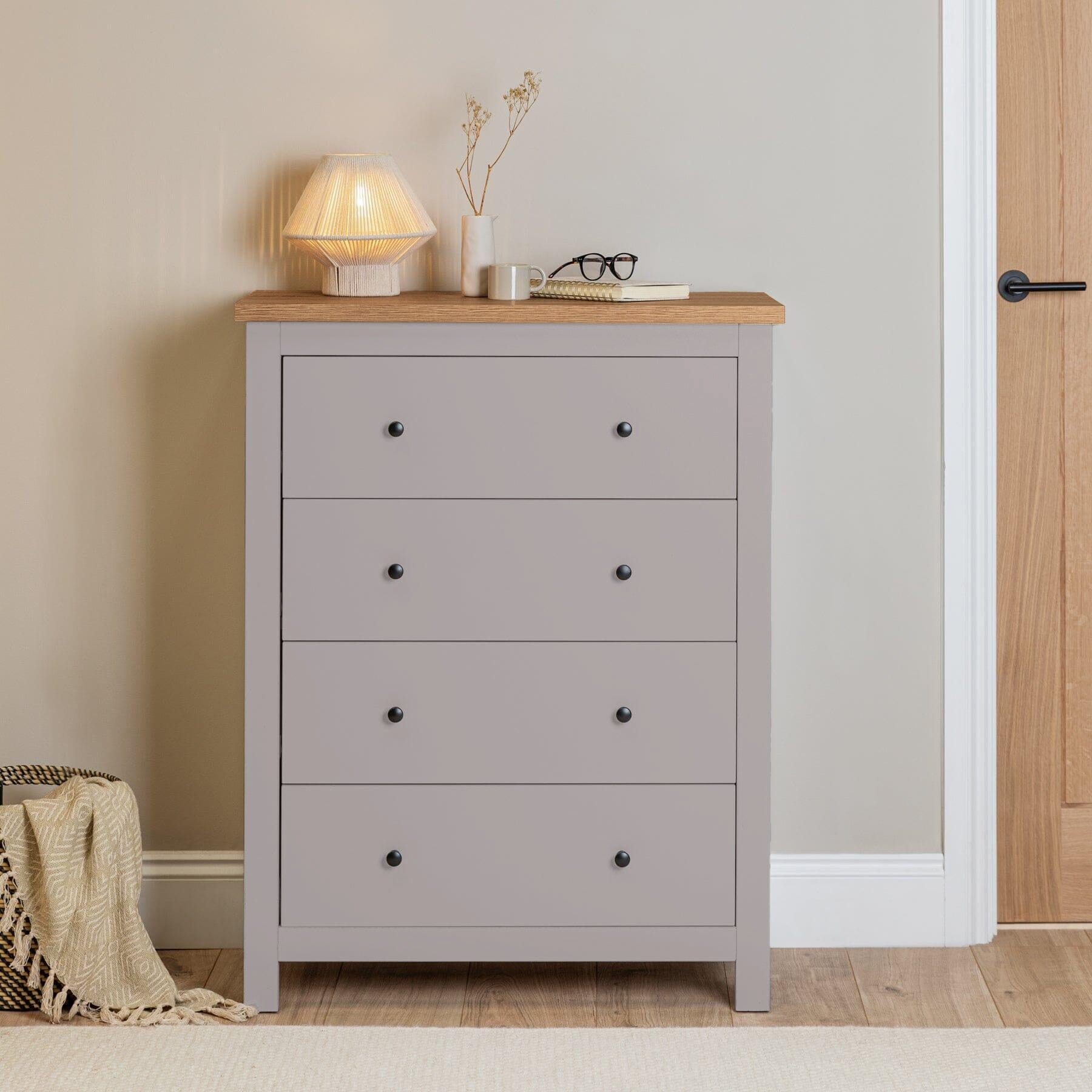Bampton Stone Grey Chest of 4 Drawers - Laura James