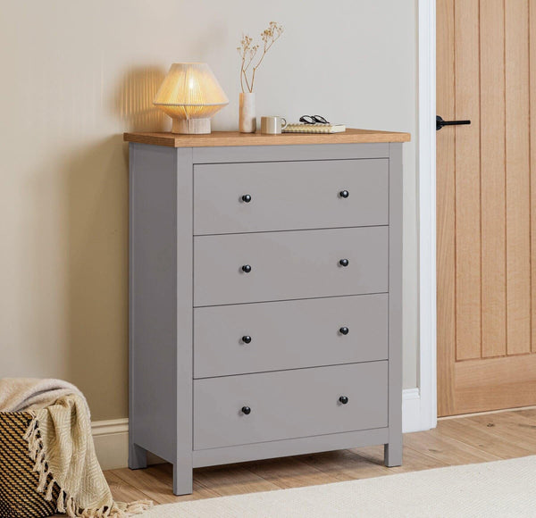 Bampton Stone Grey Chest of 4 Drawers - Laura James
