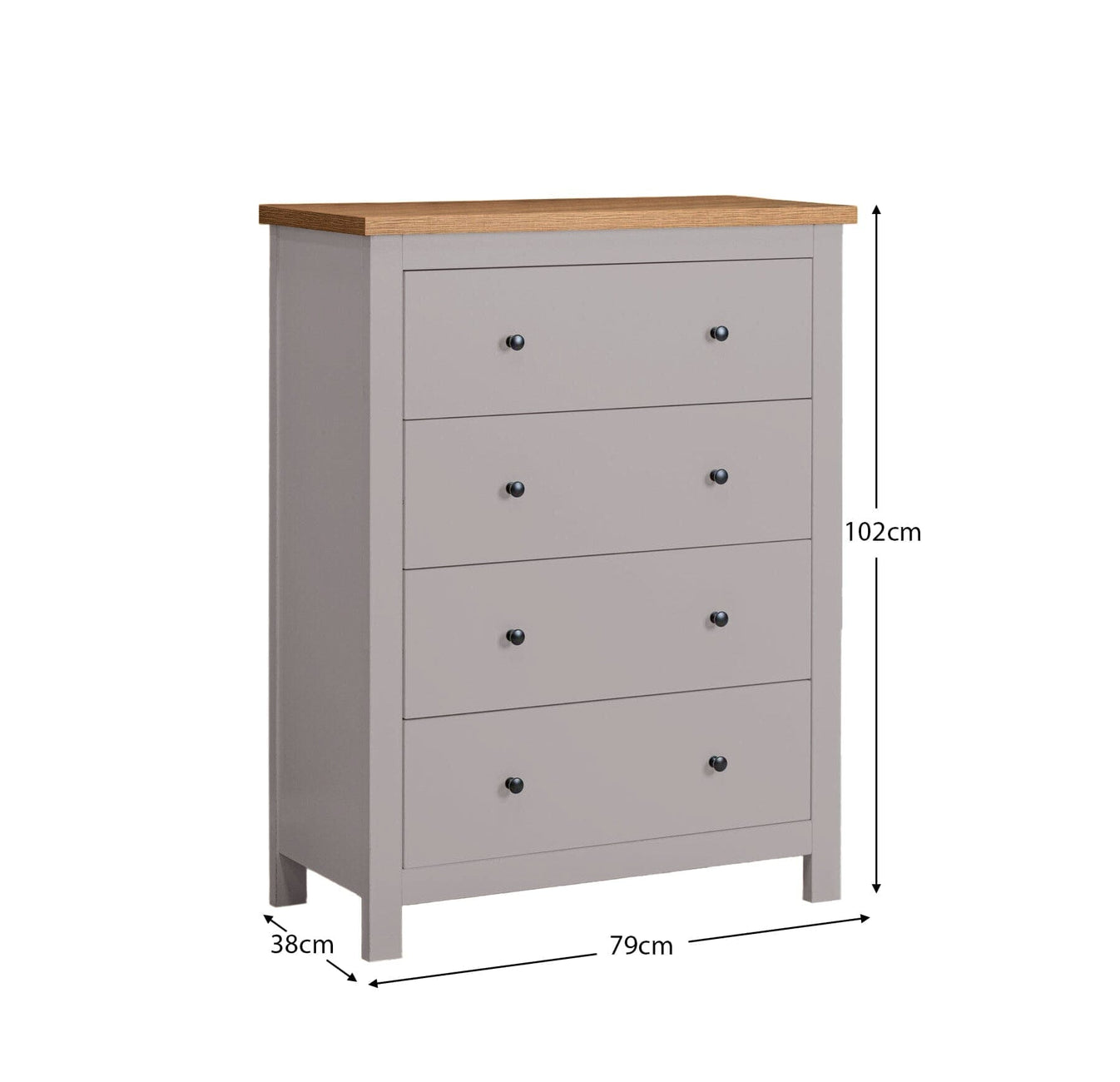 Bampton Stone Grey Chest of 4 Drawers - Laura James