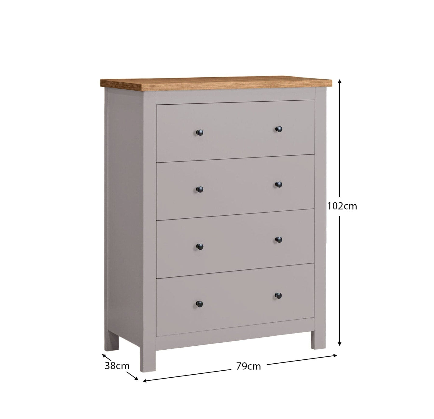 Bampton Stone Grey Chest of 4 Drawers - Laura James