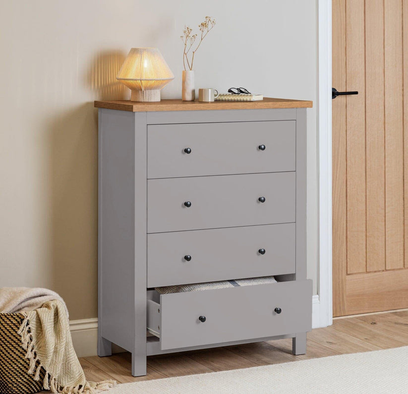 Bampton Stone Grey Chest of 4 Drawers - Laura James