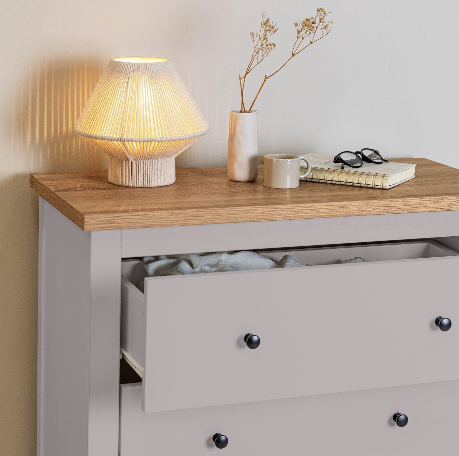 Bampton Stone Grey Chest of 4 Drawers - Laura James