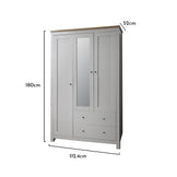 Bampton Triple Wardrobe with 2 Drawers - Stone Grey – Laura James