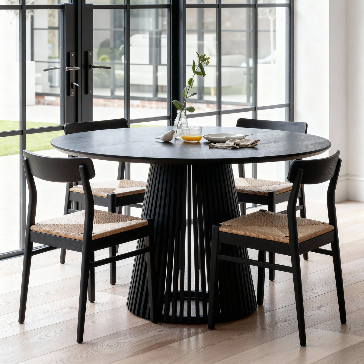 Willow Black Dining Table Set - 4 Seater - Faye Black Dining Chairs ...