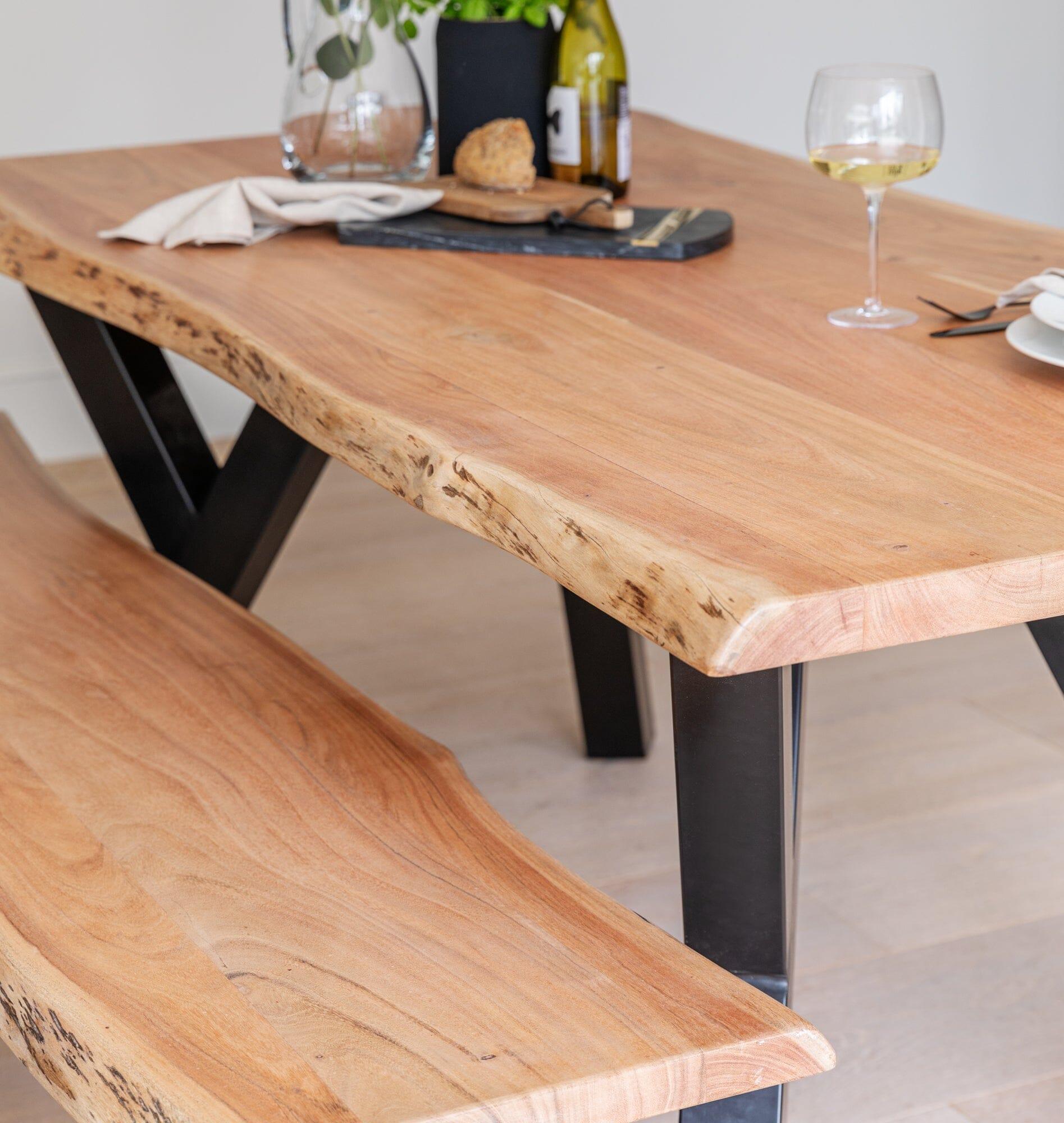 Acacia Wood Dining Set Indoor/Outdoor Round Dining Table In Acacia