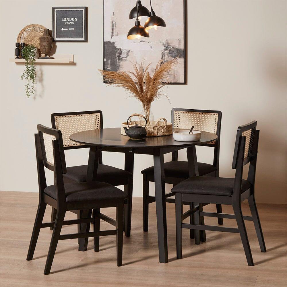 Charlie Dining Table Set - 4 Seater - Black Chairs - Laura James