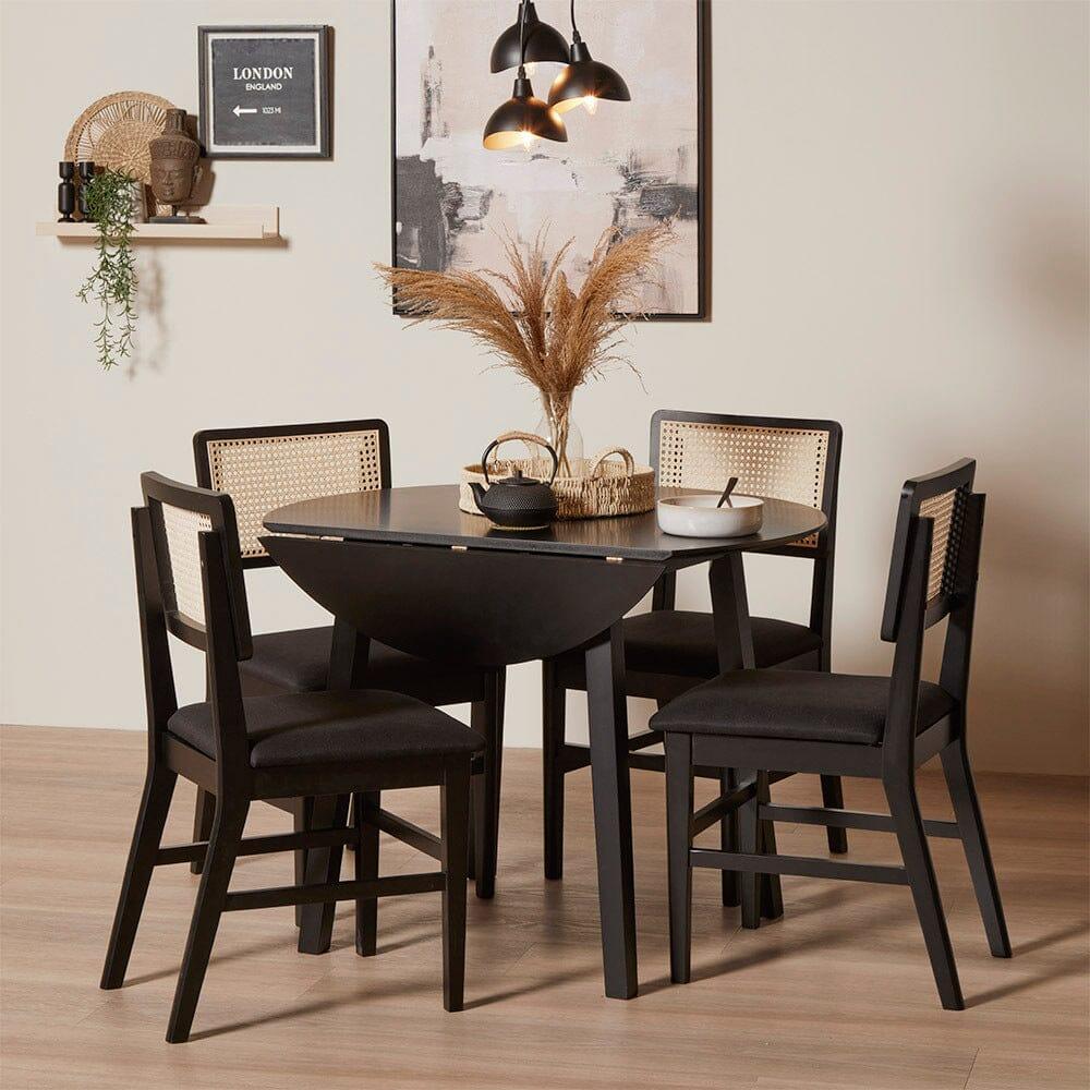 Charlie Dining Table Set - 4 Seater - Black Chairs - Laura James