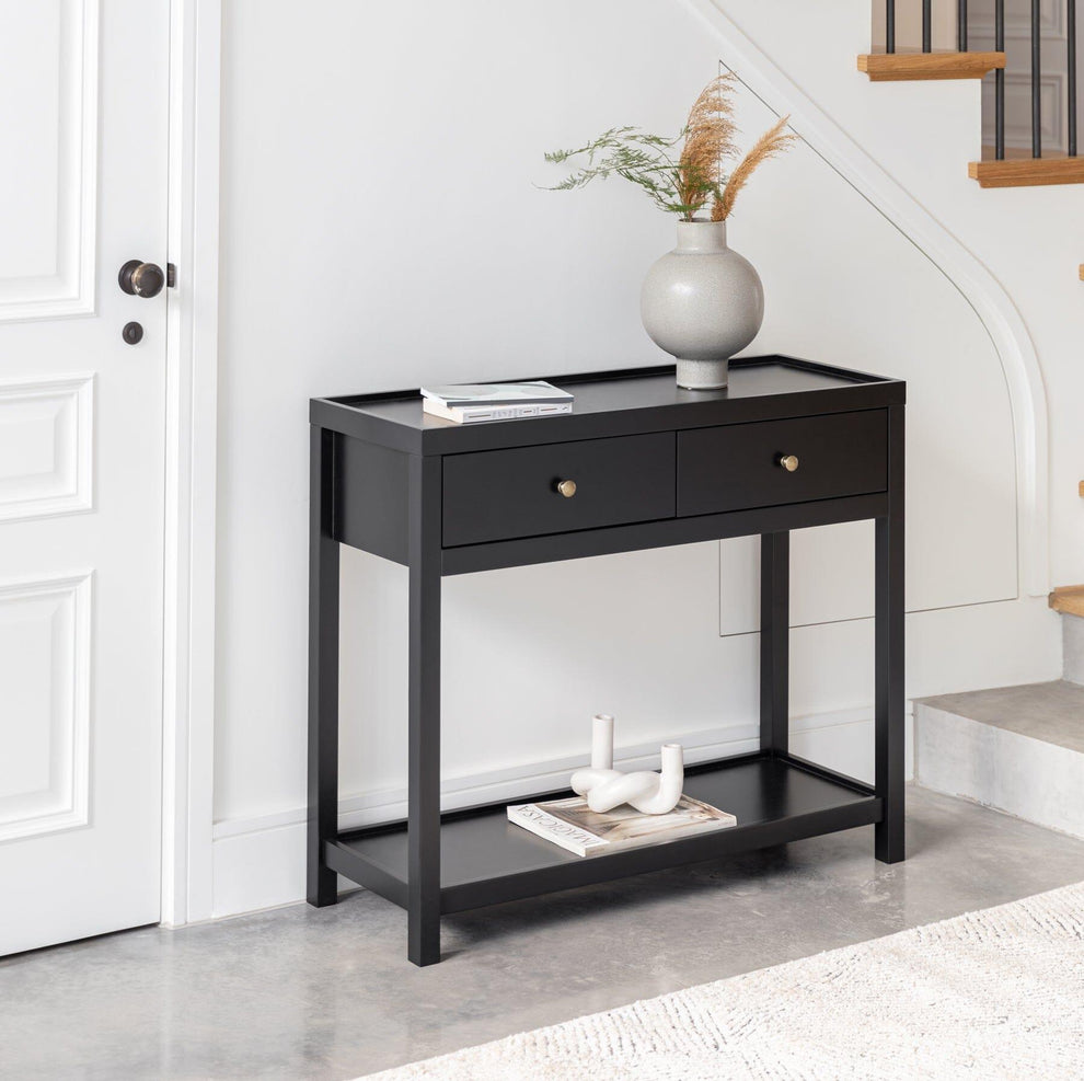 Charlie Black 2 Drawer Console Table – Laura James