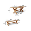 Charlotte 190cm Dining Table with 2 150cm Dining Benches - Pale Oak ...