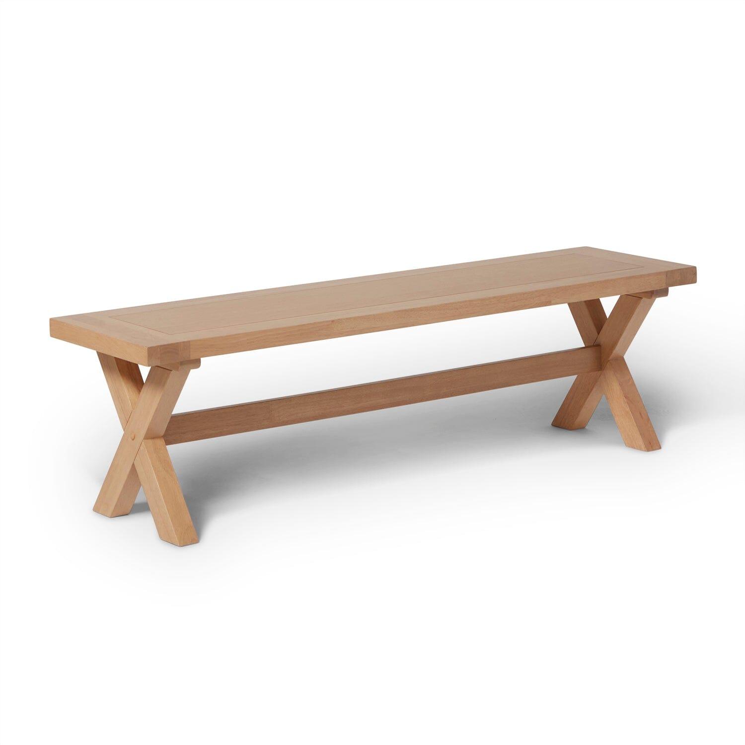 Charlotte Pale Oak Rustic Farmhouse Bench - Laura James