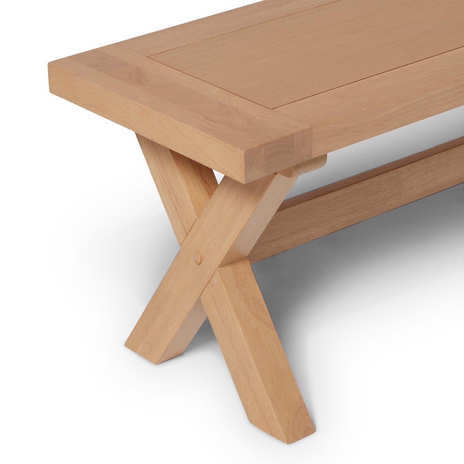 Charlotte Pale Oak Rustic Farmhouse Bench - Laura James