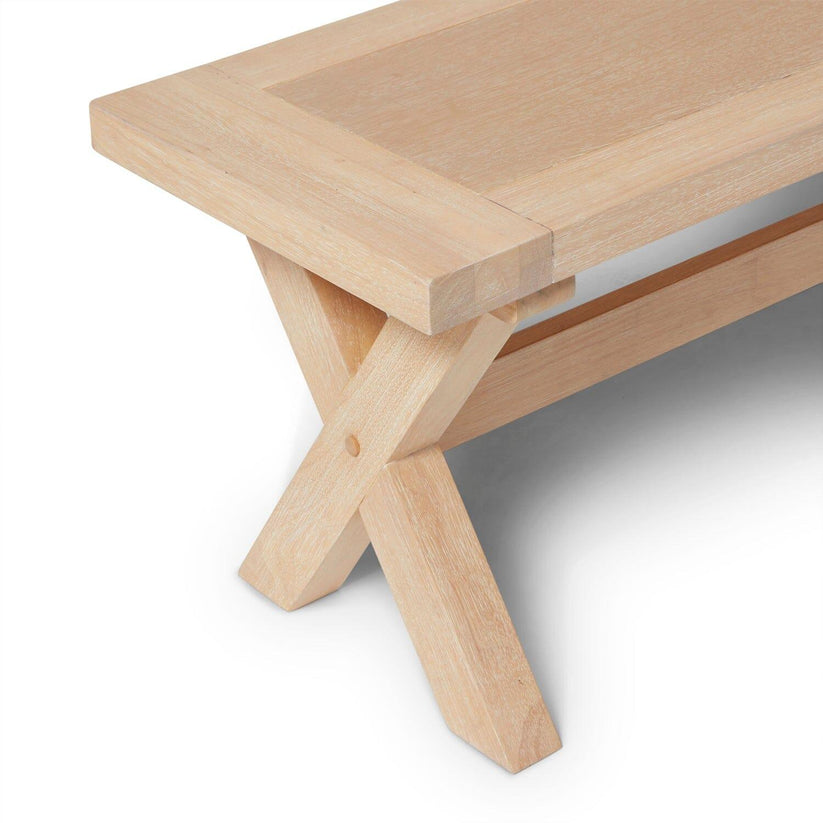 Charlotte Whitewash Oak Rustic Farmhouse Bench - Laura James