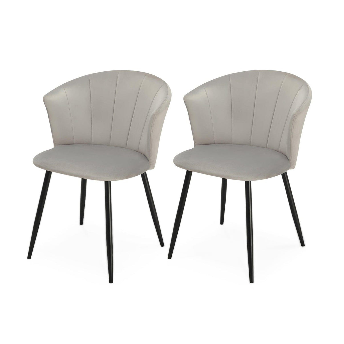 Cleo Grey Velvet Dining Chairs - Set Of 2 - with Black Legs - Laura James