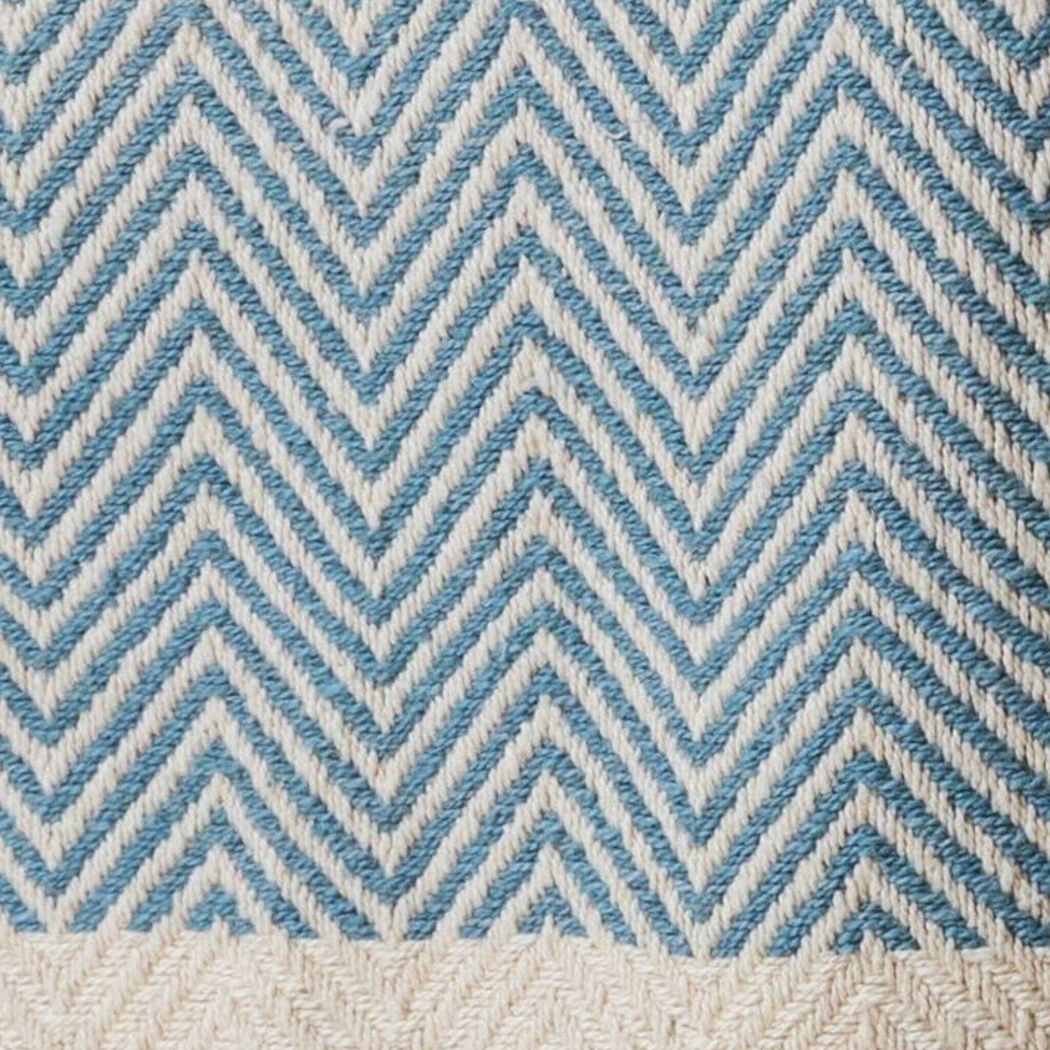 Crofton Horizon Blue Cotton Herringbone Throw - Laura James