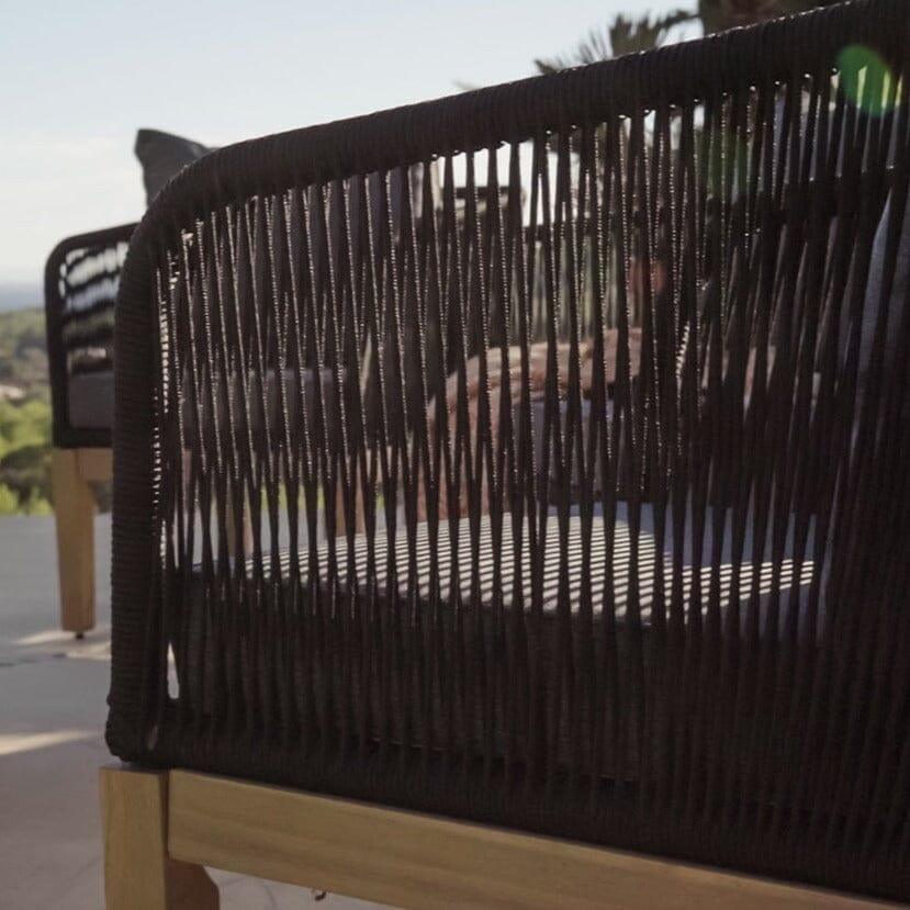 Eaden Black Rope Garden Conversation Set with Grey Parasol- Laura James