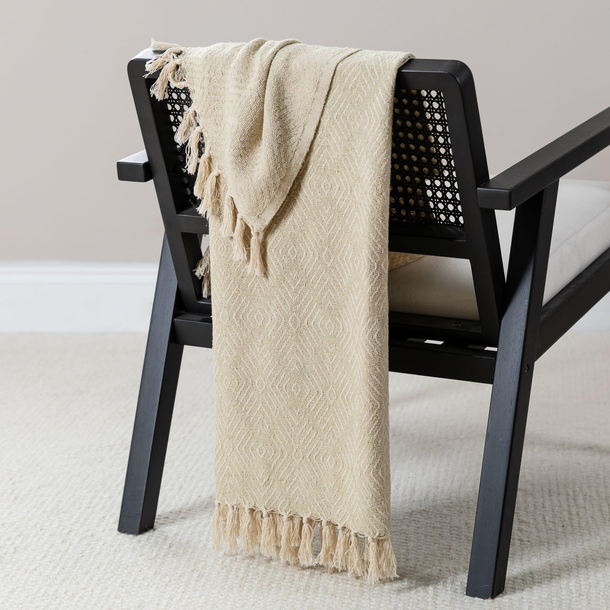 Elborough Clay Diamond Pattern Cotton Throw - Laura James