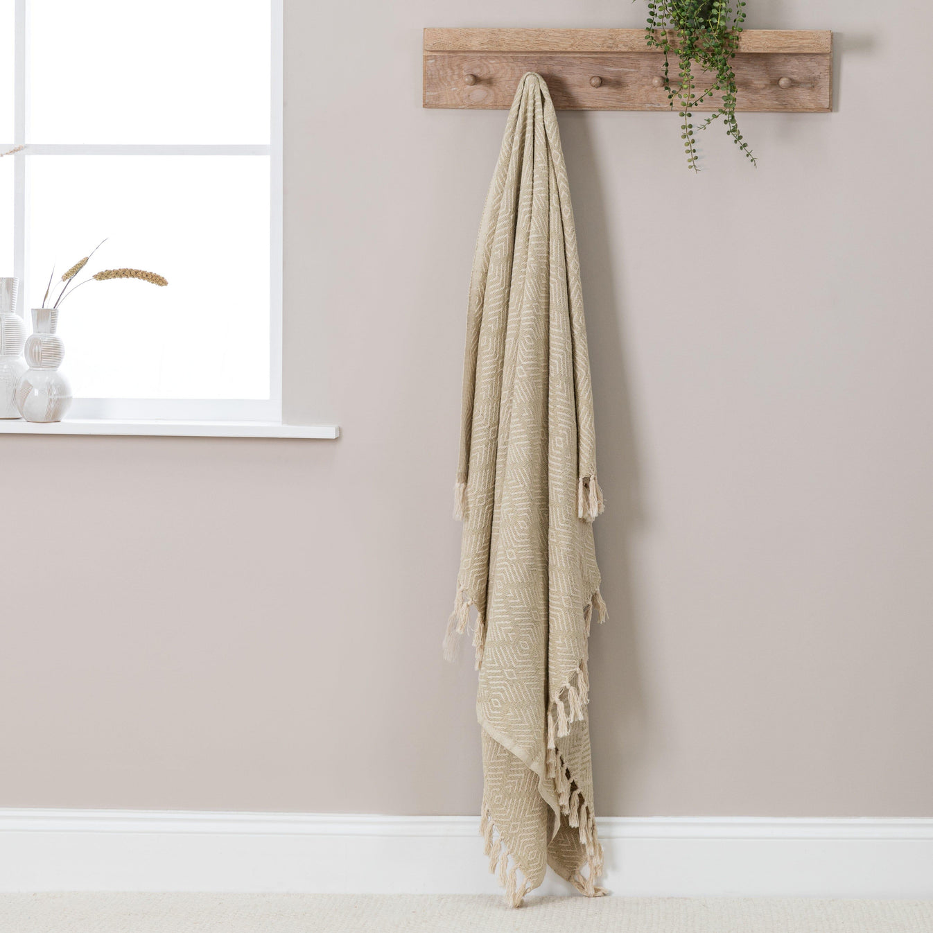 Elborough Clay Diamond Pattern Cotton Throw - Laura James