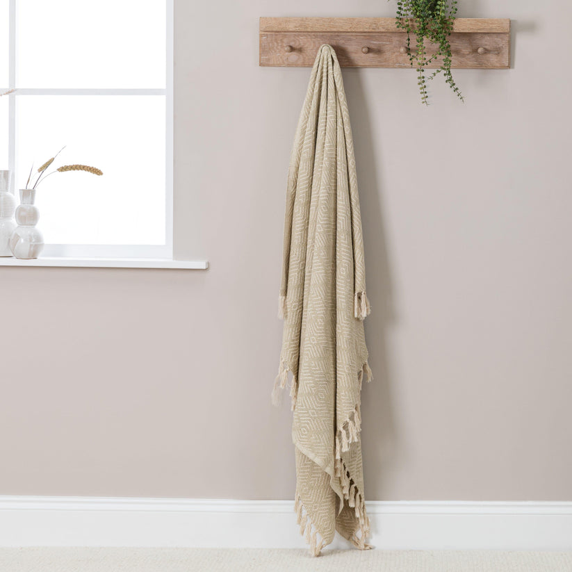 Elborough Clay Diamond Pattern Cotton Throw - Laura James