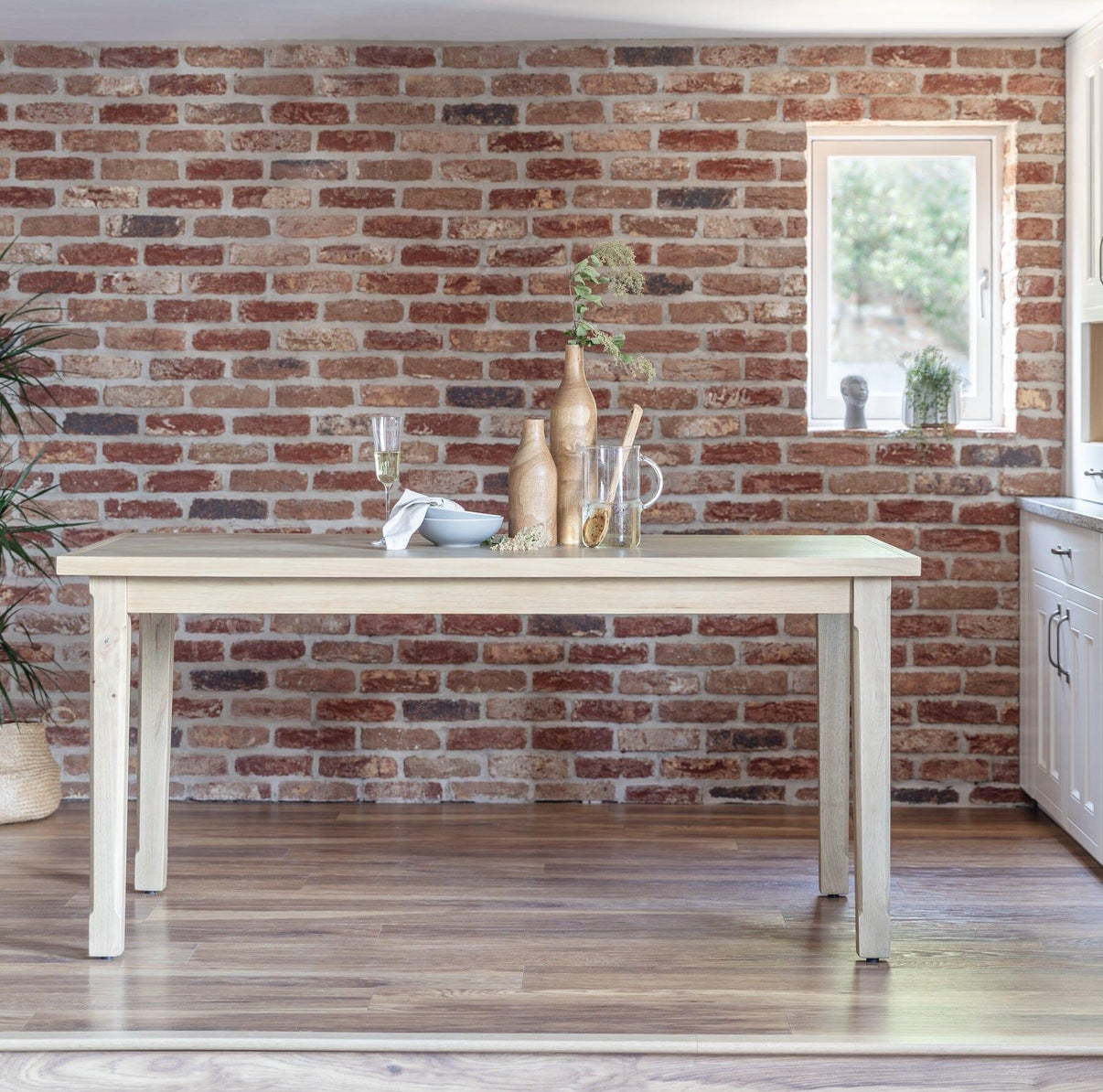 Ella 6 Seater Pale Oak Dining Table Set - Freya Oat Boucle Carver ...