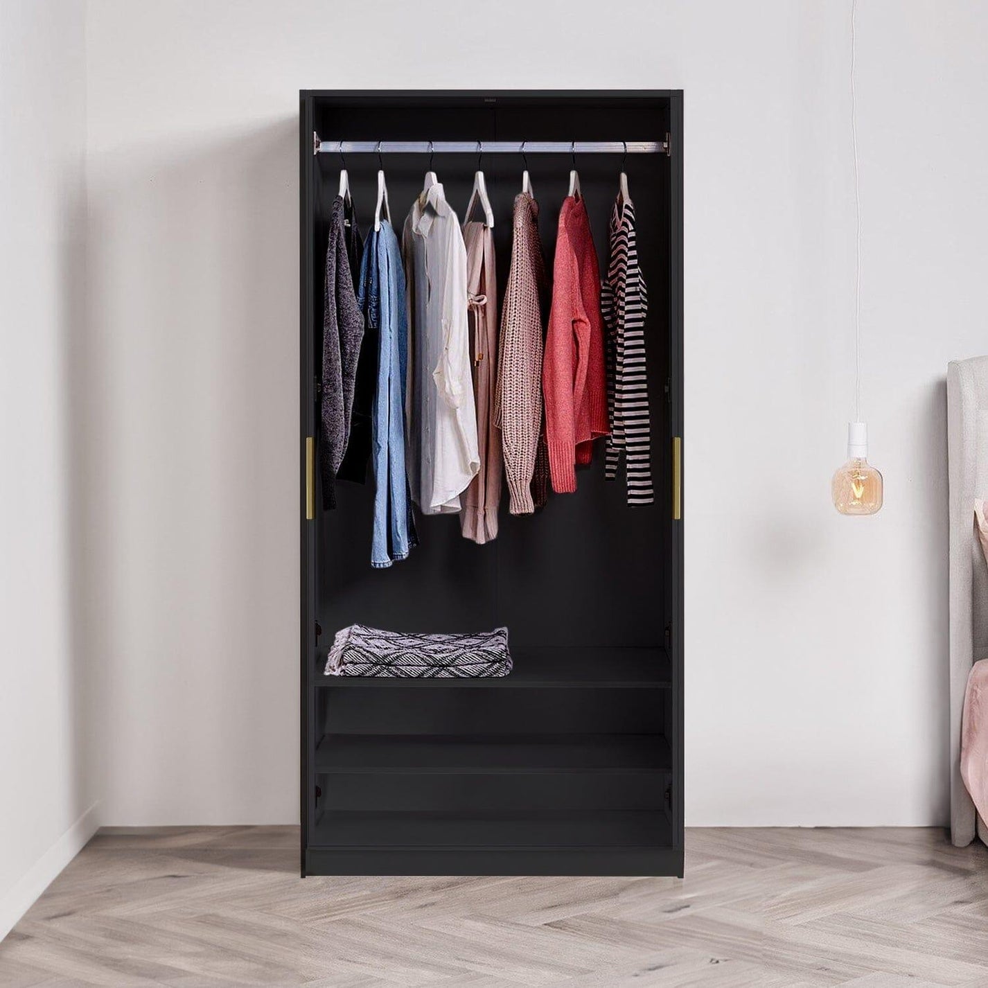 Essie 3 Piece Bedroom Set - 2 Over 5 Chest of Drawers - Pitch Black ...