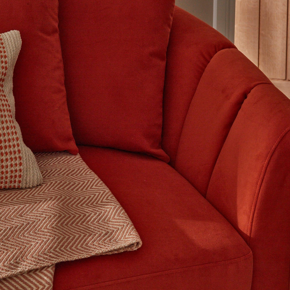 Florence Burnt Orange 4 Seater Sofa with Dark Oak Legs - Laura James