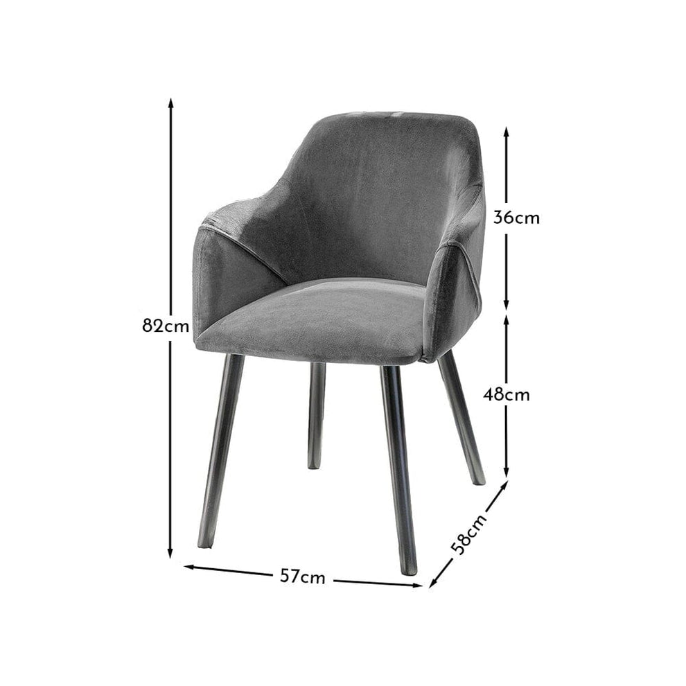 Freya Grey Dining Room Armchair - Black Legs - Laura James