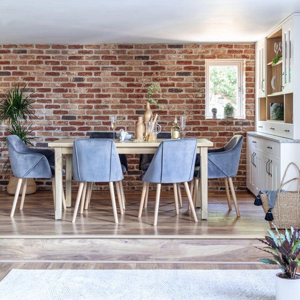 Freya Grey Dining Room Armchair - Whitewash Oak Legs - Laura James