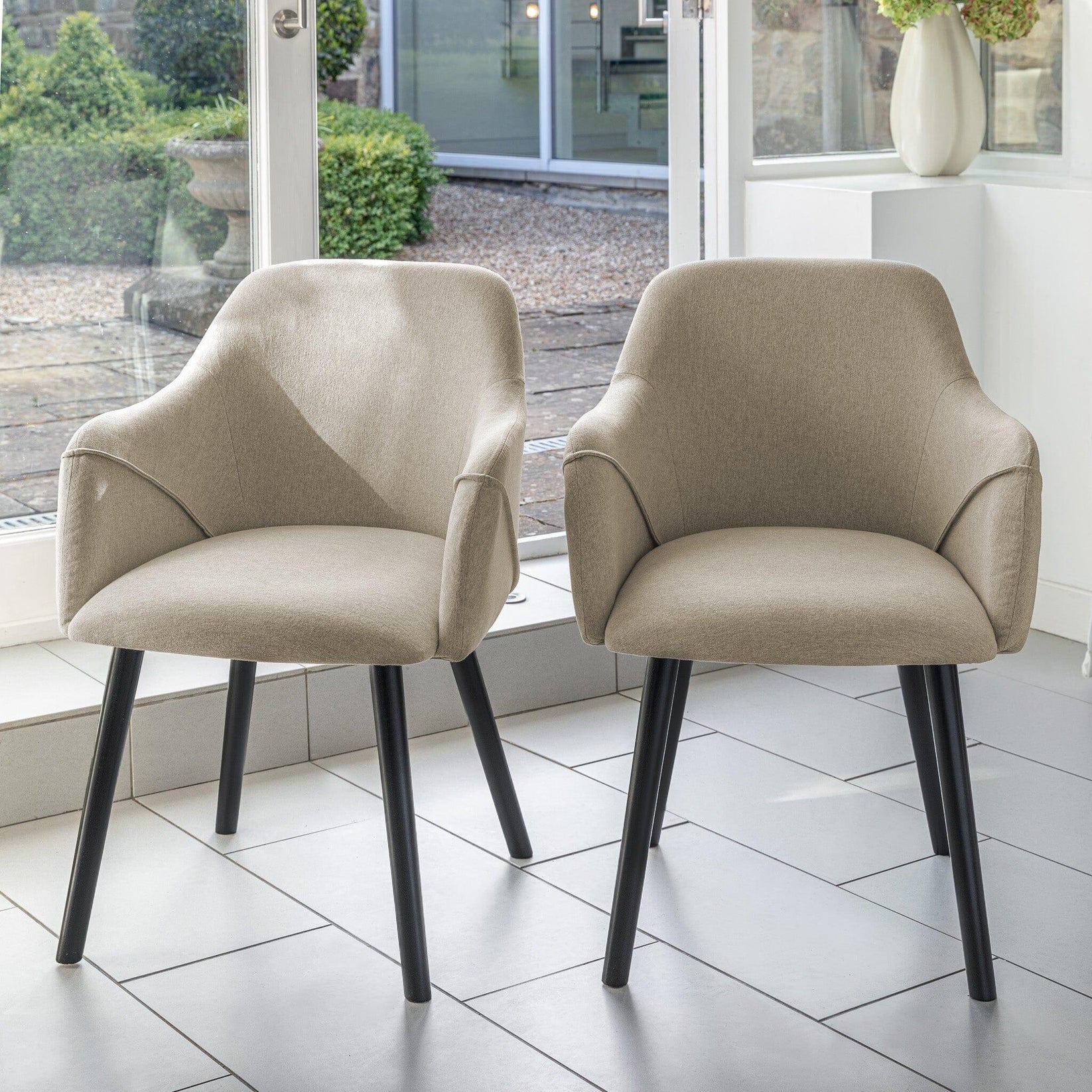 Freya Oatmeal Dining Room Armchair - Black Legs - Laura James