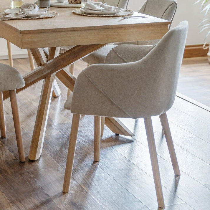 Freya Oatmeal Dining Room Armchair - Whitewash Oak Legs - Laura James