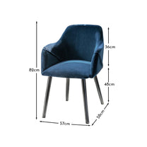Freya Blue Dining Room Armchair - Black Legs - Laura James
