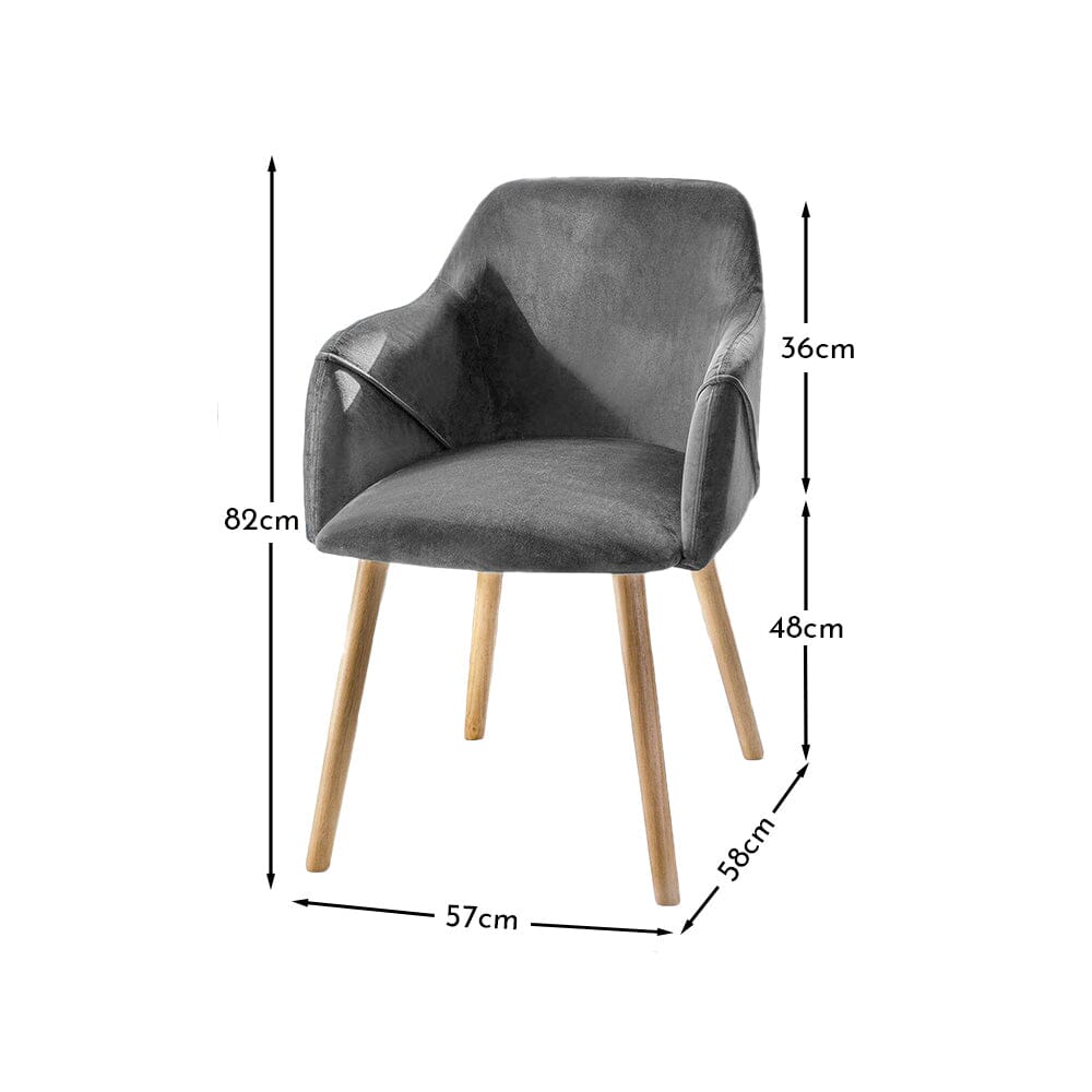 Freya Grey Dining Room Armchair - Whitewash Oak Legs - Laura James