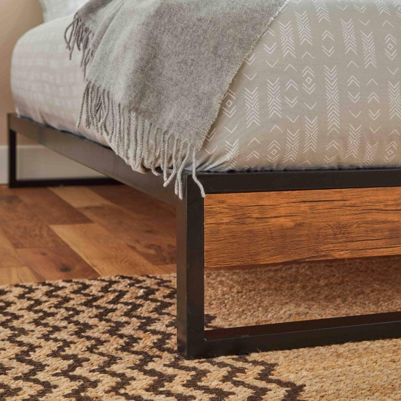 Heeley Black Double Platform Bed with Mattress Laura James
